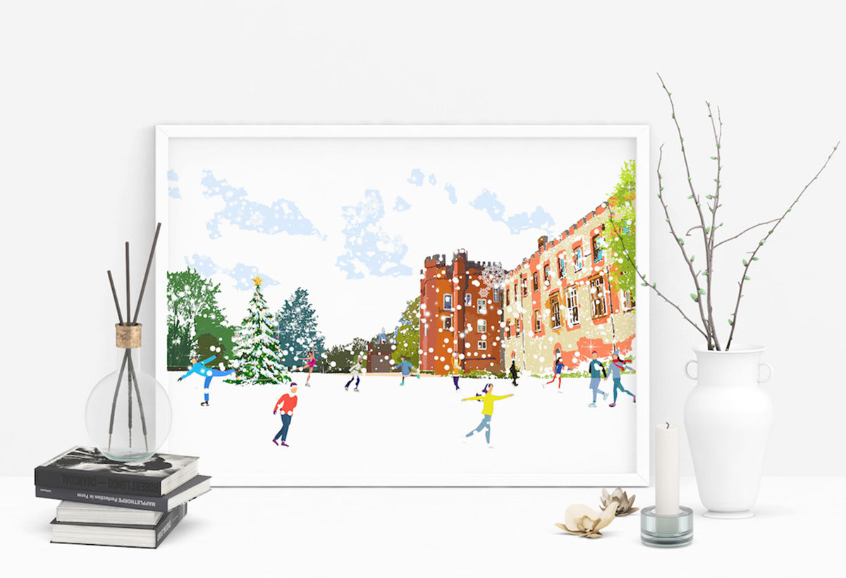 Farnham Castle Christmas Holiday Art Print A4 Size Contemporary by ...